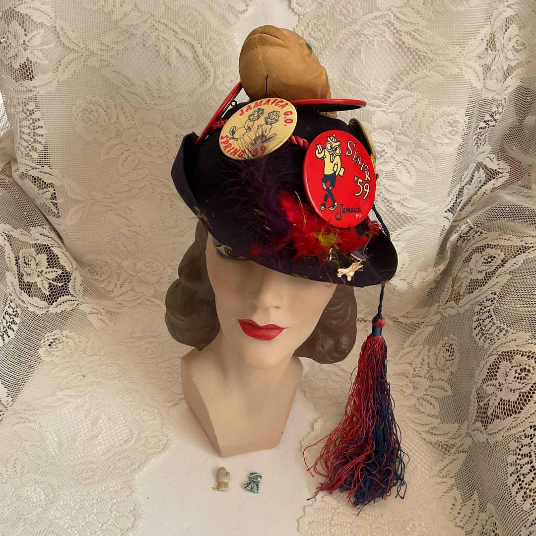 Vintage 1950's Hat RARE One of A Kind Rah Rah High School Hat 1957-1958 ...