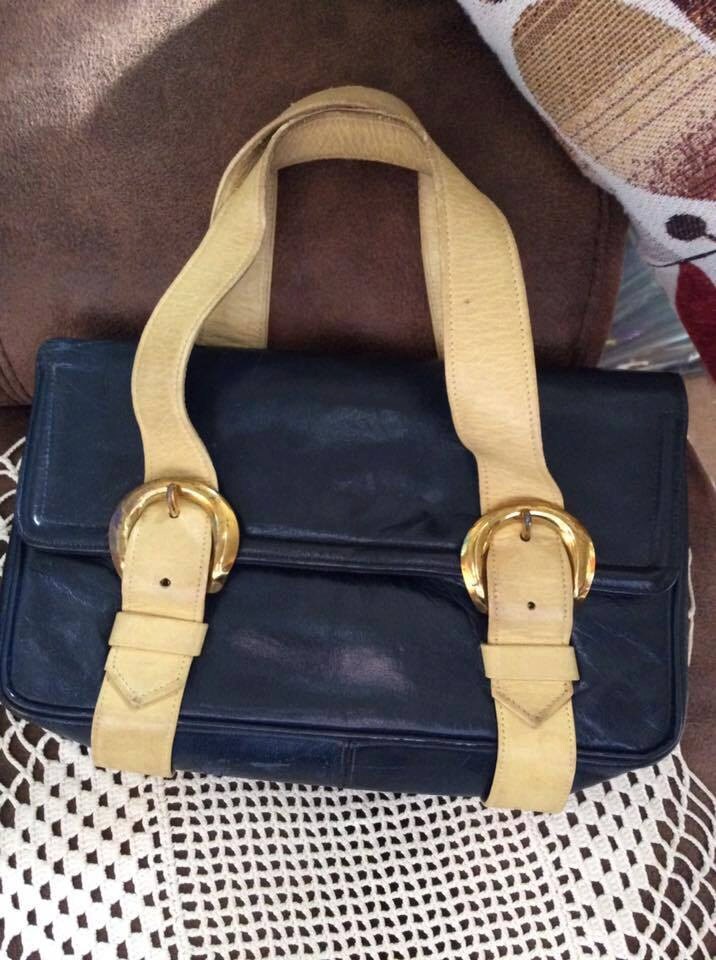Vintage 1950s 1960s Handbag Purse Dark Blue Golden Yellow | Etsy