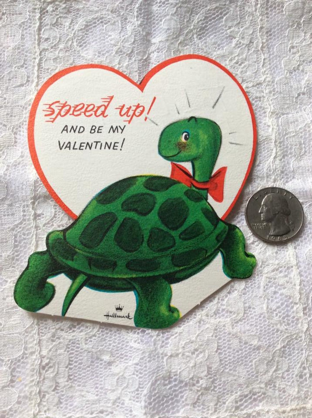 Vintage 1960s 1970s Valentine Card Green Turtle Theme Hallmark Cards ...