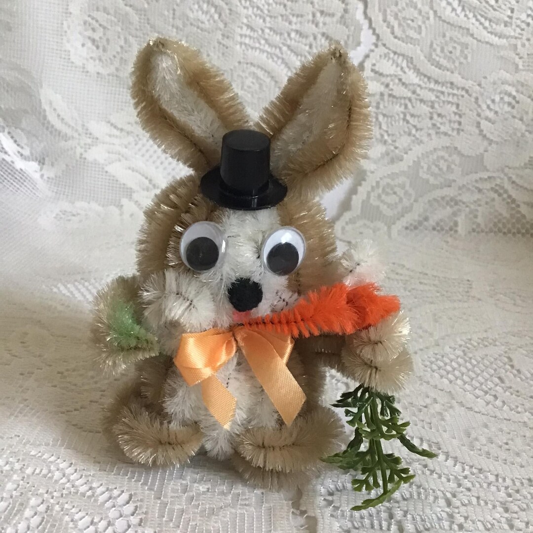 Vintage 1970's Figurine Handmade/homemade Pipe Cleaner Rabbit Bunny ...