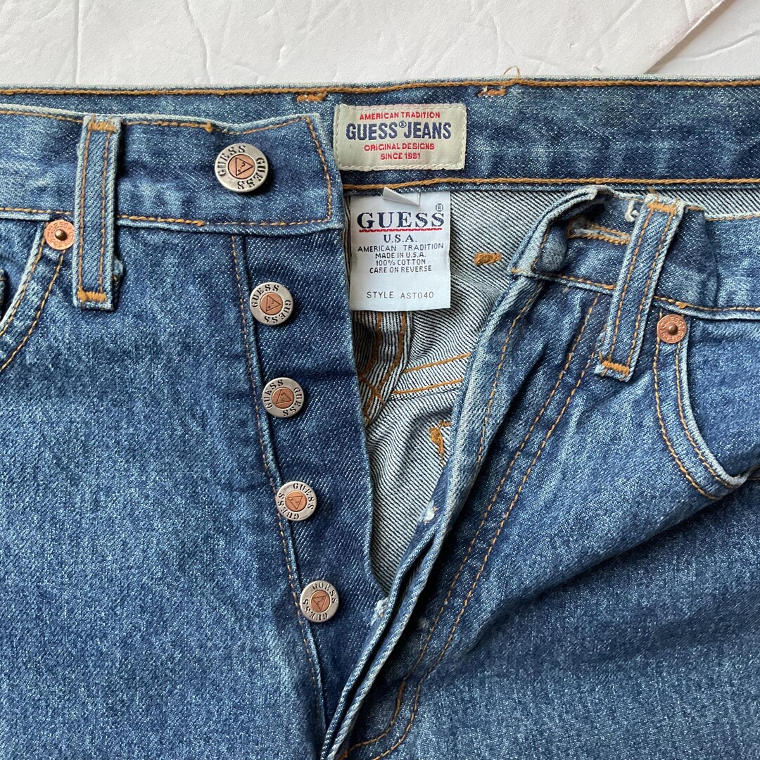 Vintage 1990's Jeans Denim Button Fly Pants *american Tradition GUESS ...