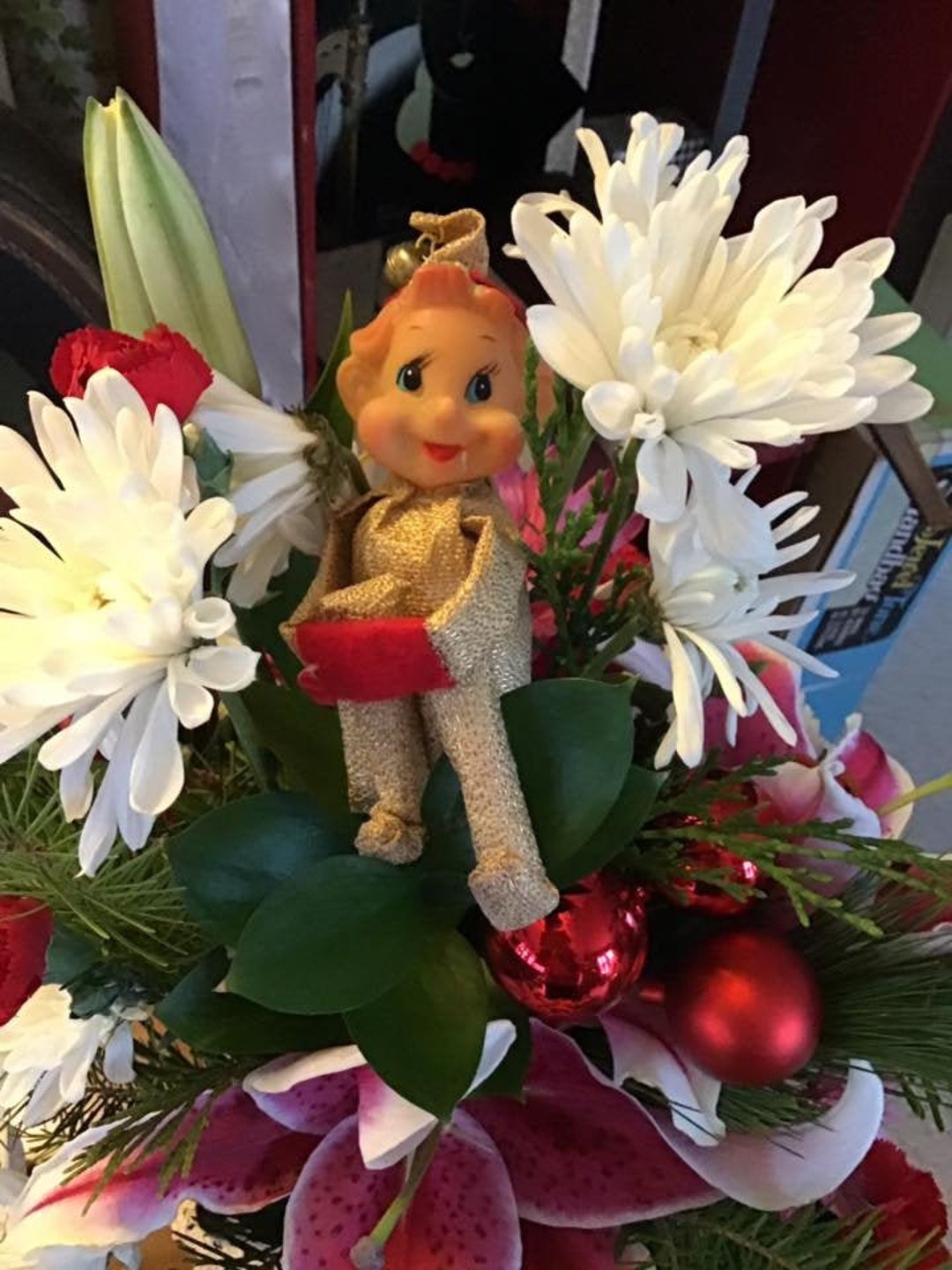 Vintage 1960's Elf Pixie Knee Hugging Elf Wearing A Gold Lame Ensemble ...