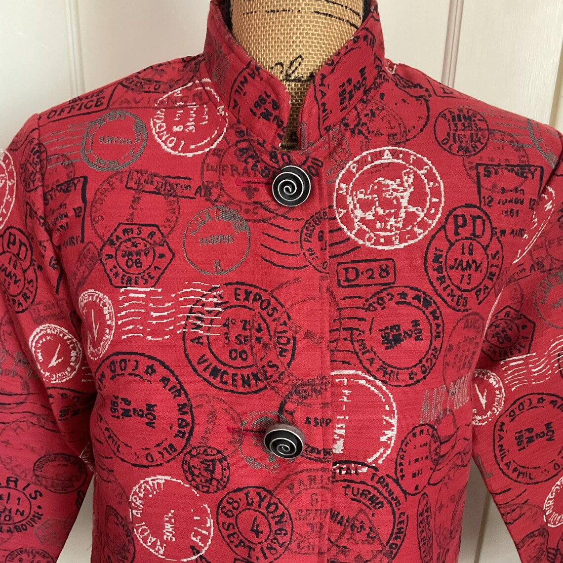 Vintage 1990's Jacket Rusty Red Color Metal Buttons Shoulder Pads ...