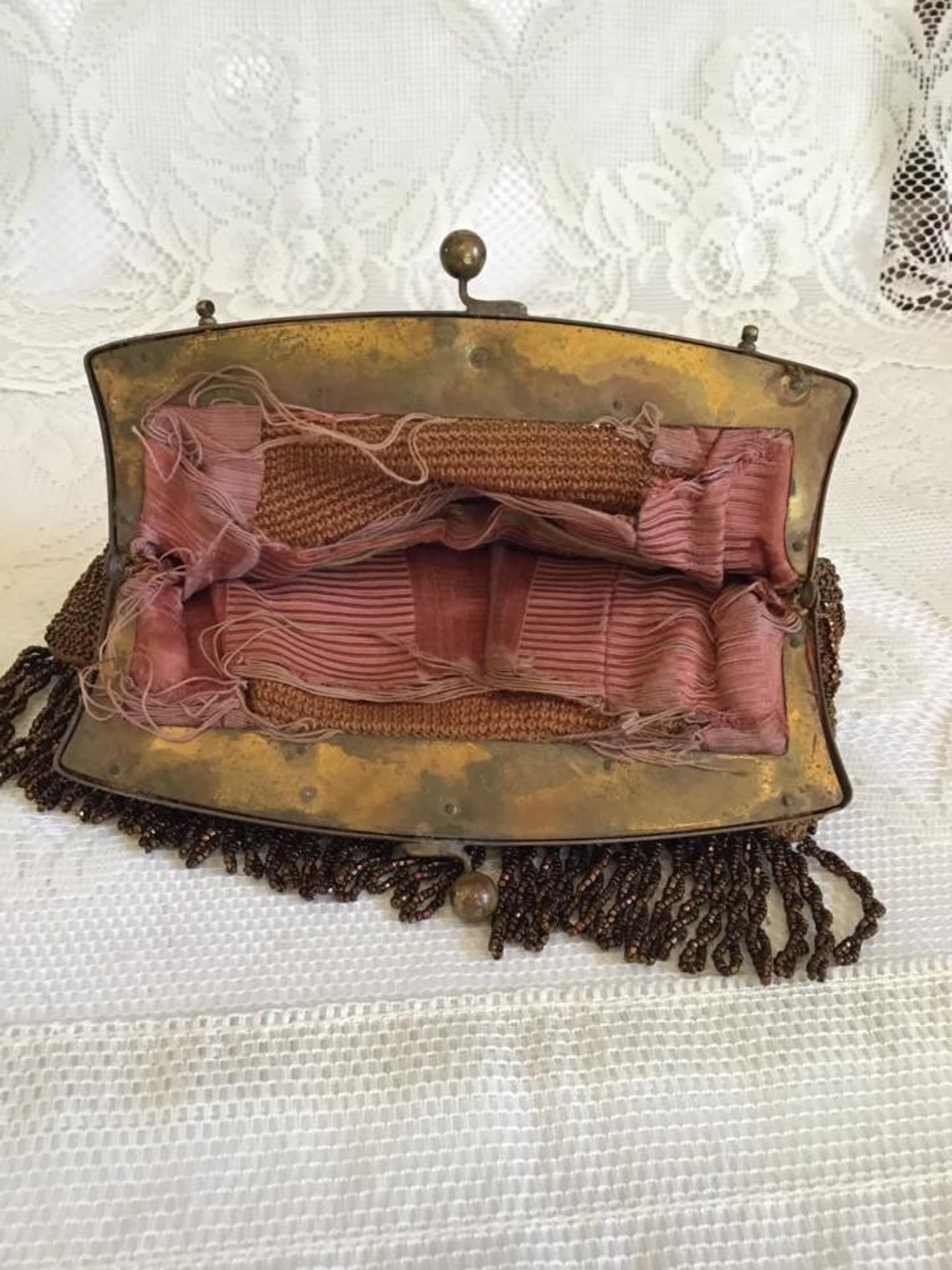 Edwardian Vintage 1920's Beaded Handbag Purse Copper Iridescent Color ...