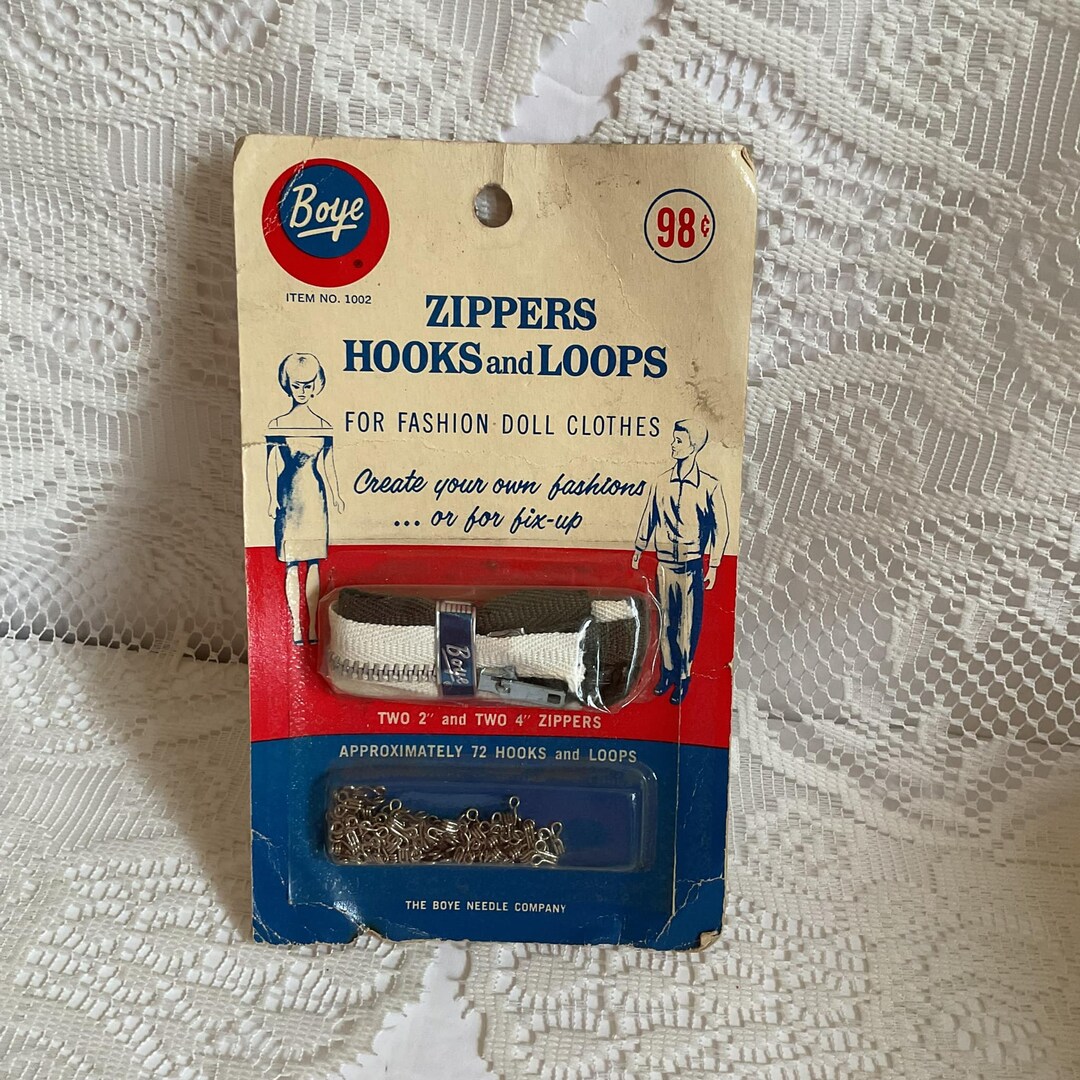 Vintage 1960's Doll Clothes 4 Zippers Approximately 72 Hooks and Loops ...