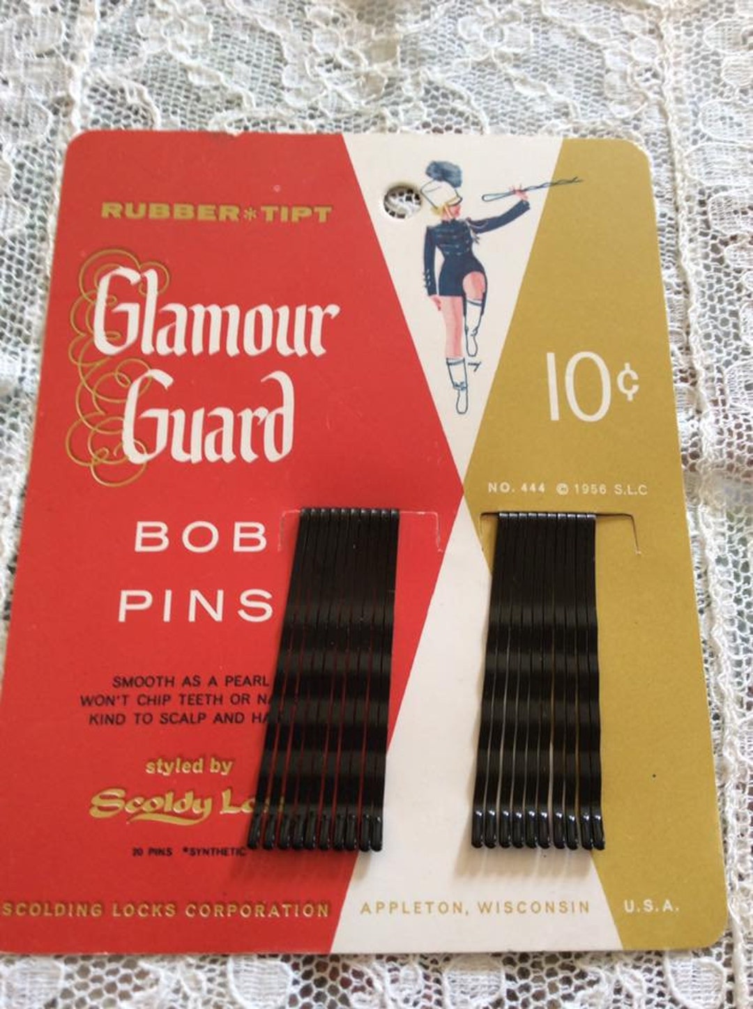 Vintage 1950s Bobby Hair Pins Deadstock on Original Display Card Rubber ...