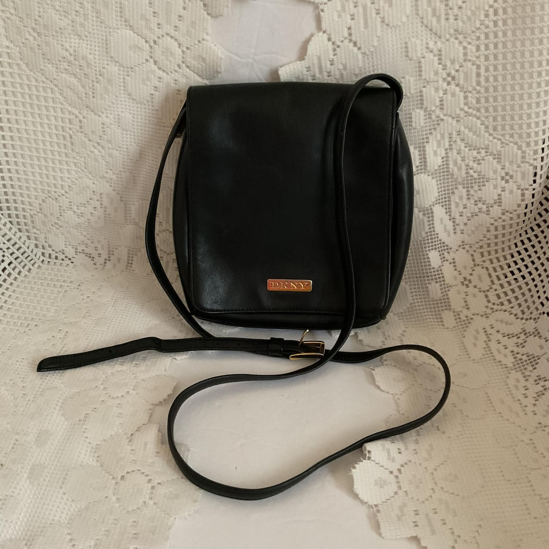Vintage 1990's Crossbody Shoulder Bag Purse *DKNY* Donna Karan Black ...