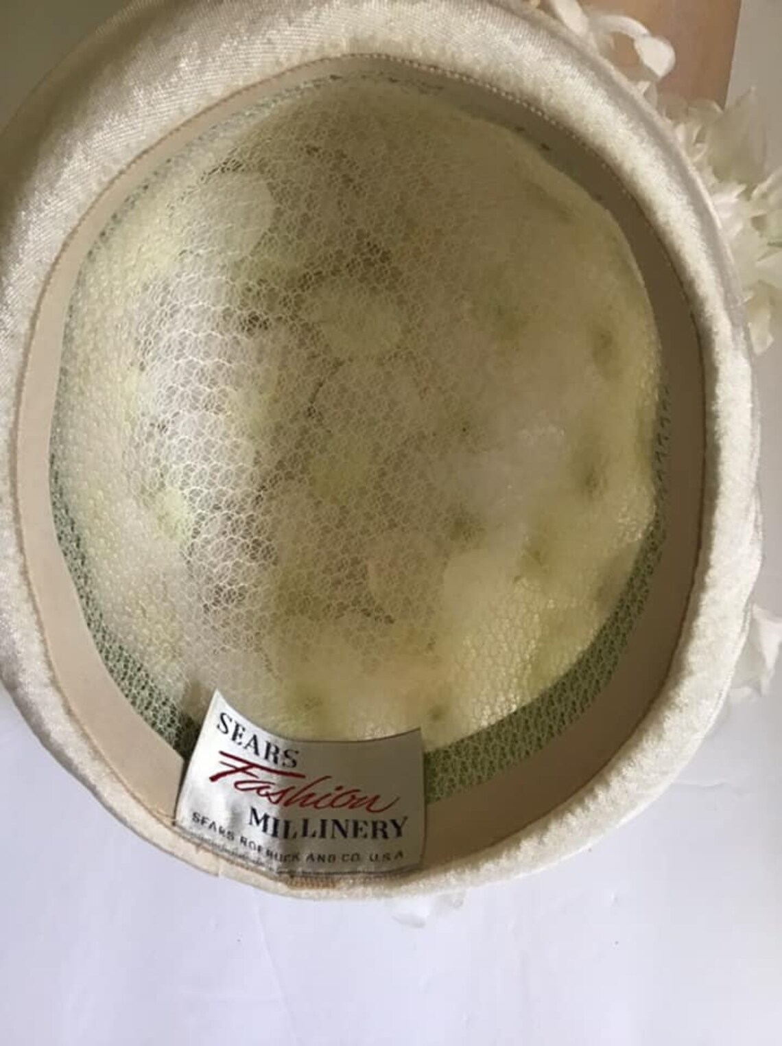 Vintage 1960's Hat White Floral Bucket Style Hat SEARS | Etsy