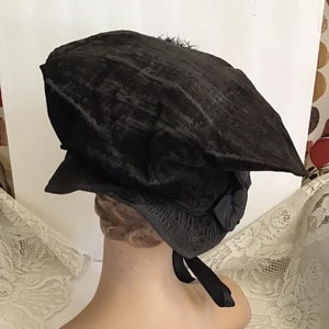 Victorian 1880's 1890's Bonnet Black With Black Ribbons Feathers ...