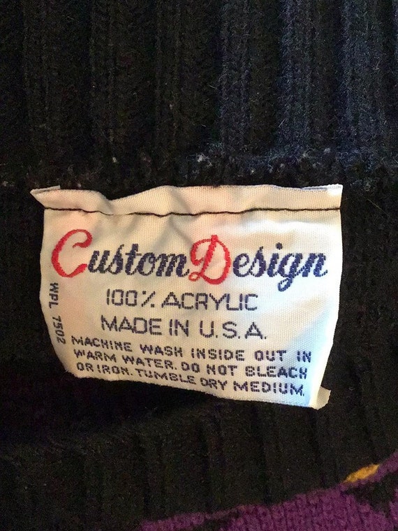 Vintage 1980's Sweater Label Is *Custom Design* Black… - Gem