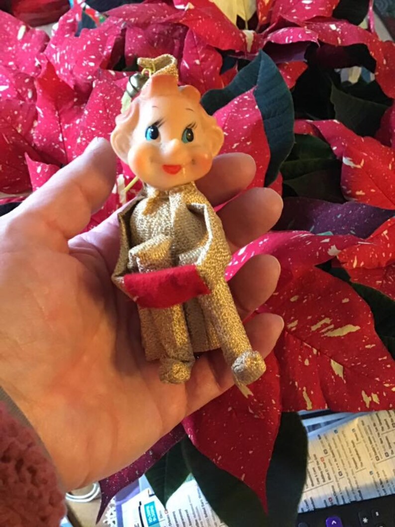 Vintage 1960's Elf Pixie Knee Hugging Elf Wearing A Gold - Etsy