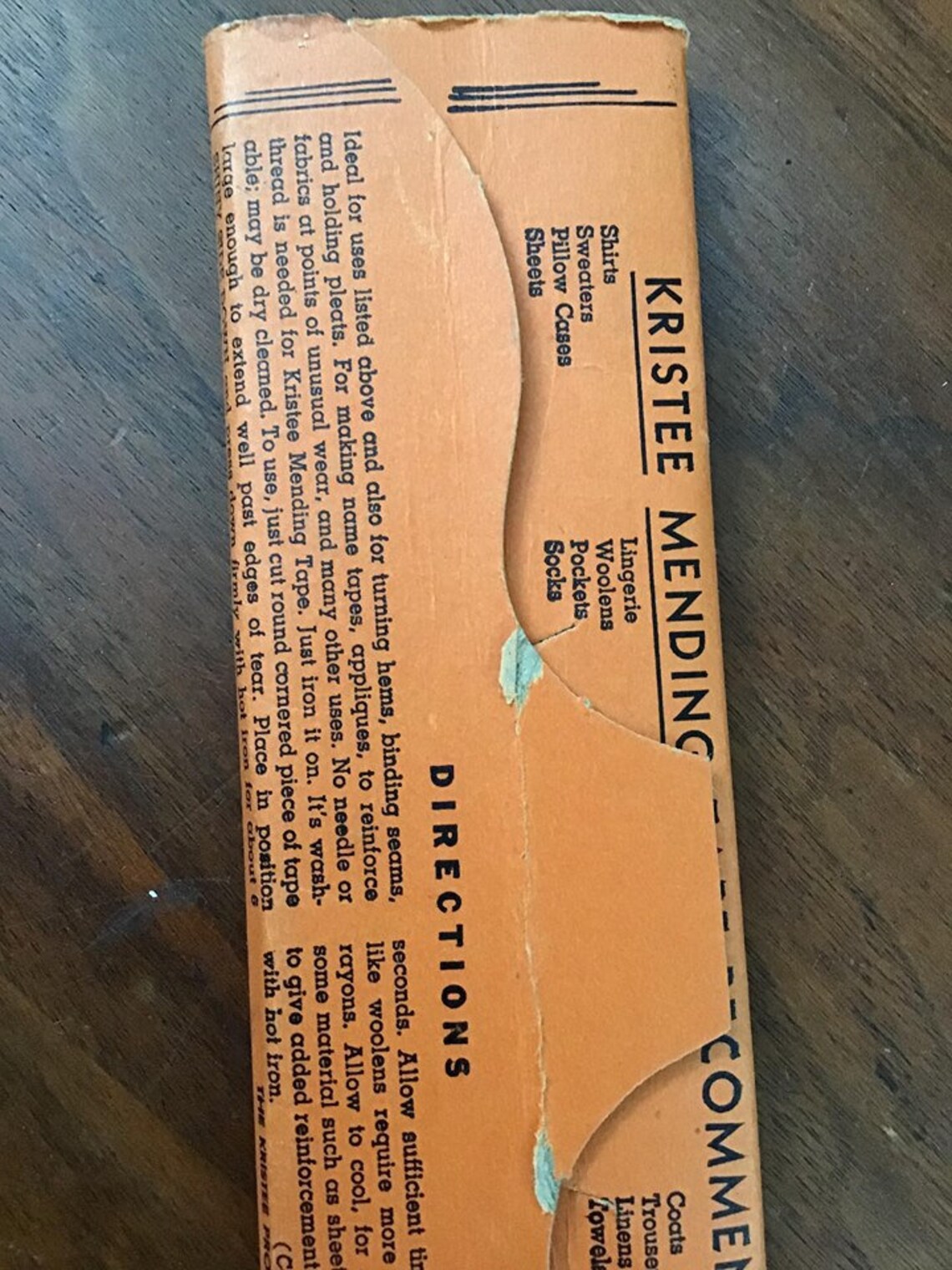 Vintage 1930s 1940s KRISTEE Mending Tape the Box Reads: | Etsy