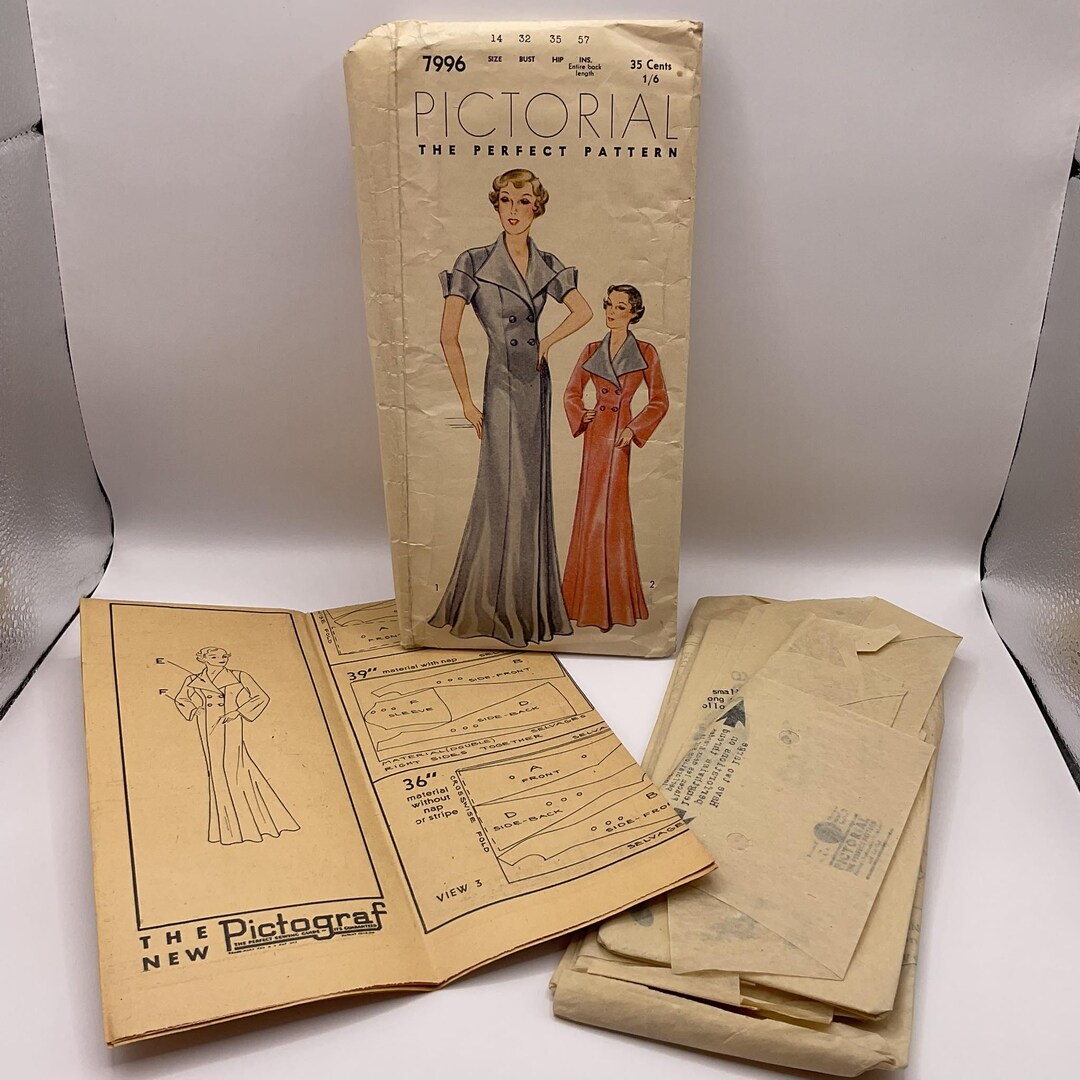 Vintage 1930's Pattern Ladies Clothing Negligee Robe Dressing Gown ...