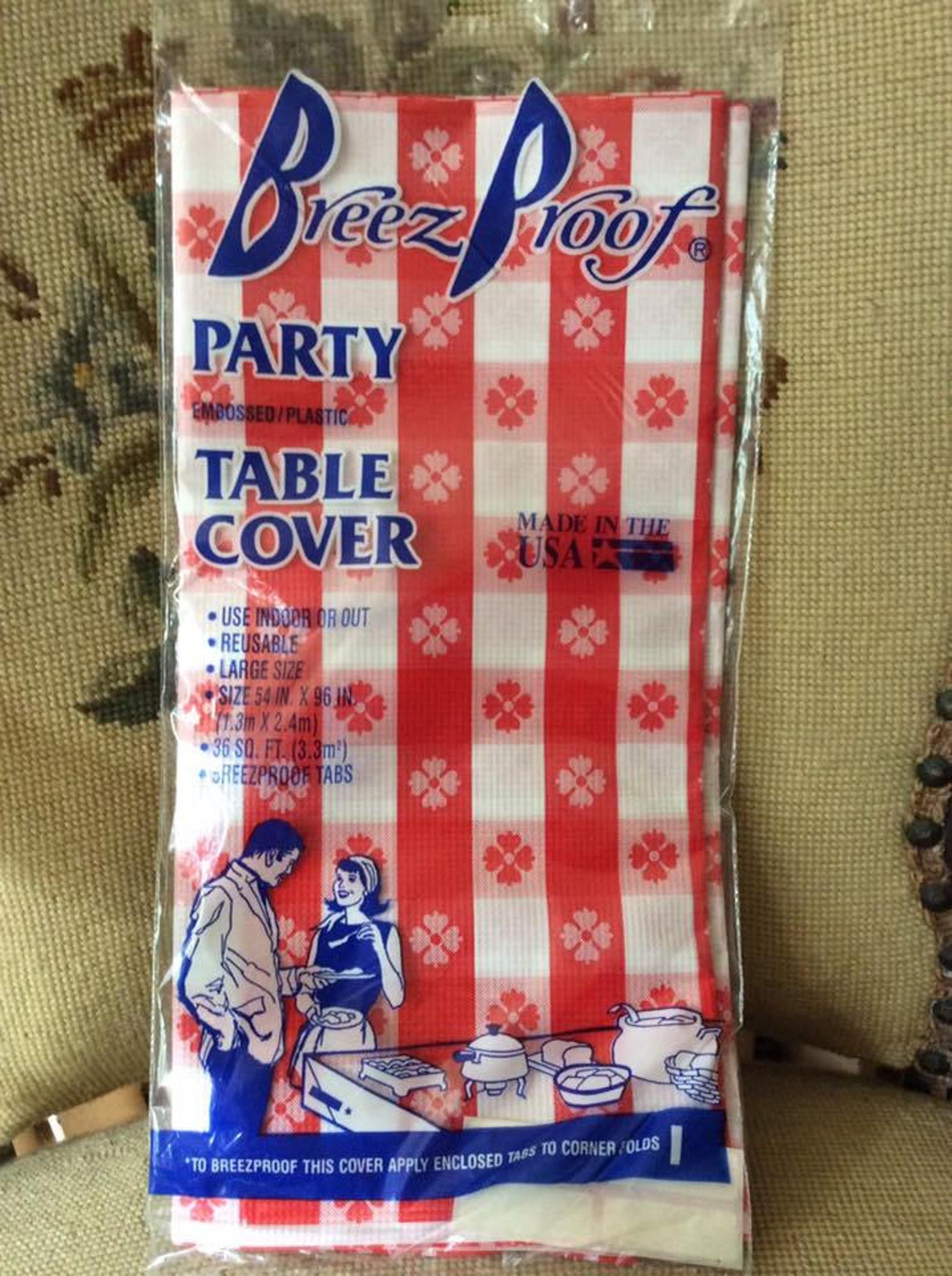 Vintage 1960s 1970s Tablecloth Red White Breez Proof Party | Etsy