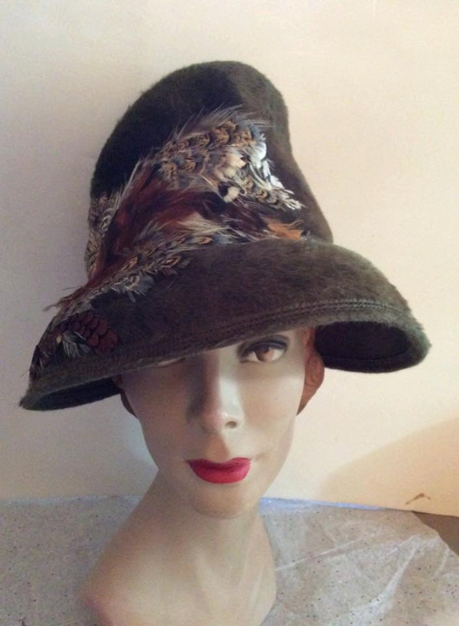 Vintage 1950s 1960s Hat Originals by Mr. Joseph's New York Green Grey ...