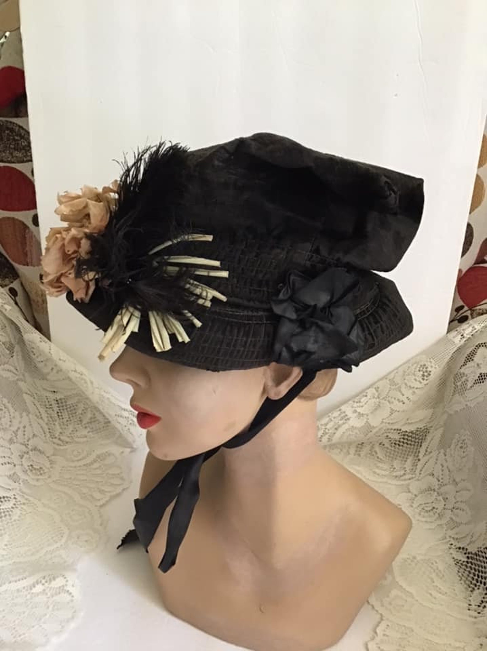 Victorian 1880's 1890's Bonnet Black With Black | Etsy