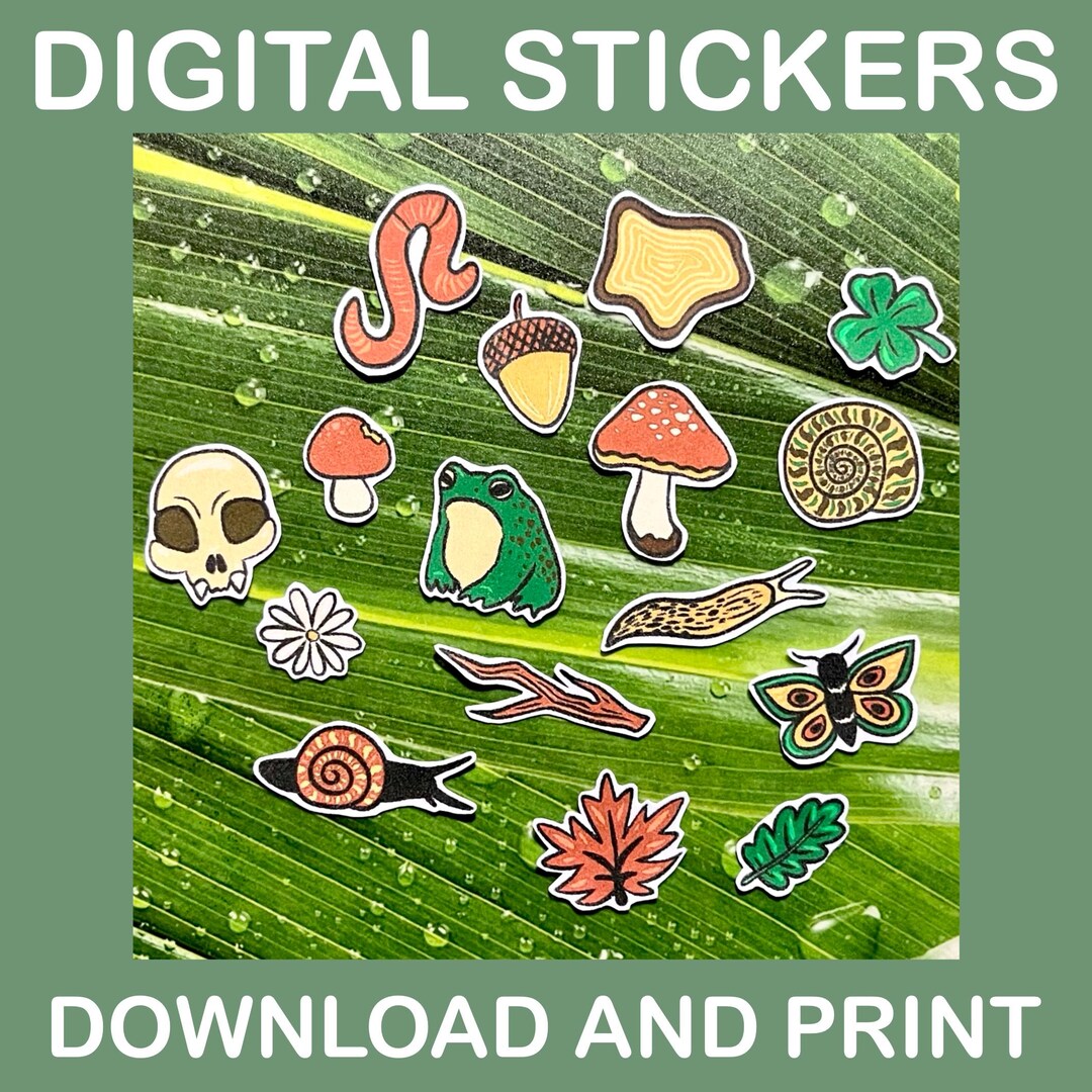 16 Mini Stickers DIGITAL, Goblin Sticker Set, Goblincore Stickers ...