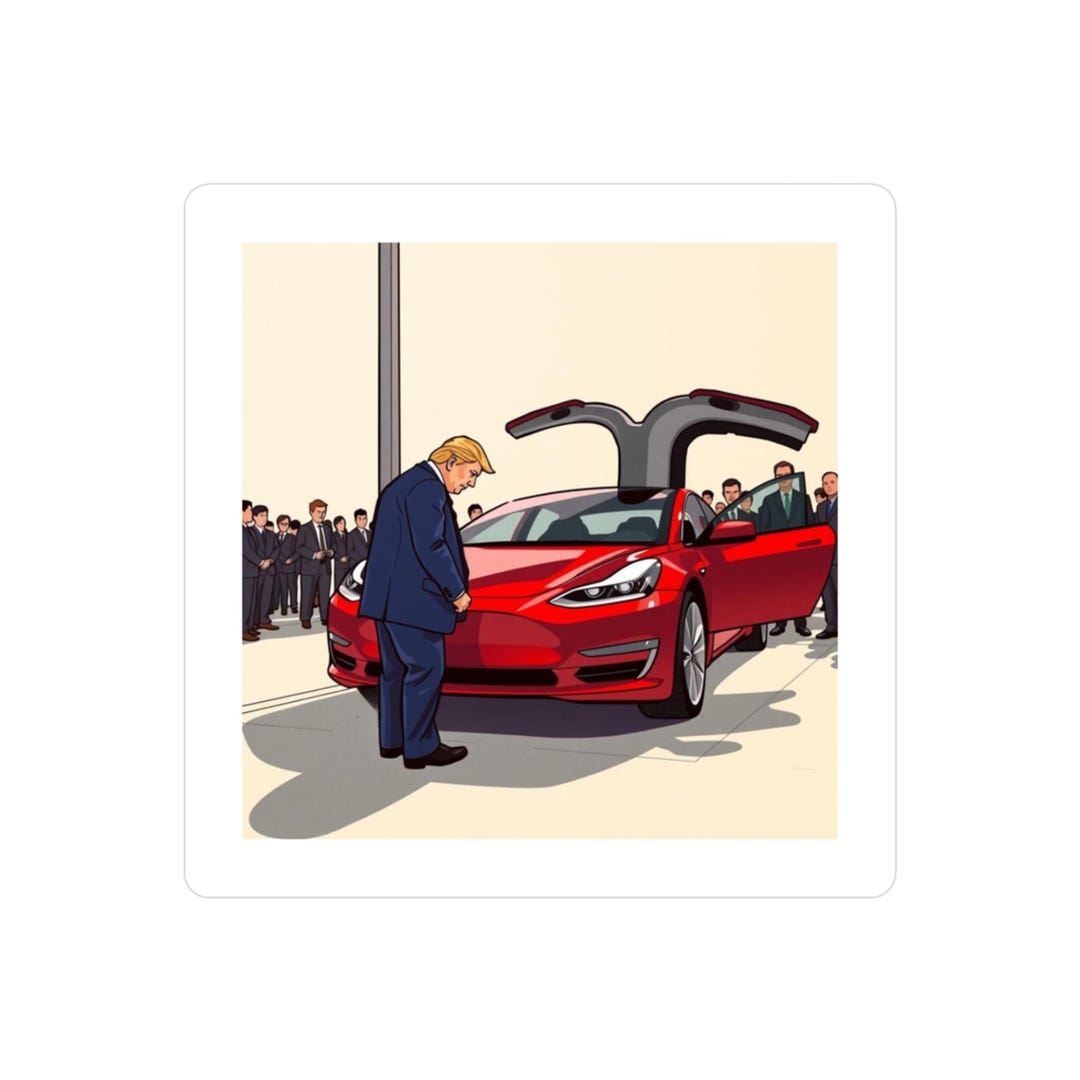 Funny Trump Stickers – 3x3 Trump Bowing to Elon Musk Vinyl Decal – MAGA ...