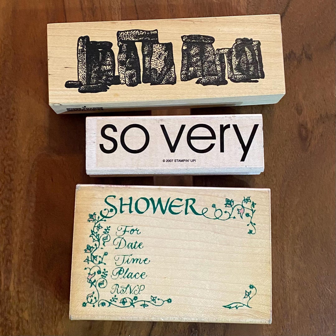Vintage Rubber Stamp, Used Craft Tools, Shower Invitation Template ...