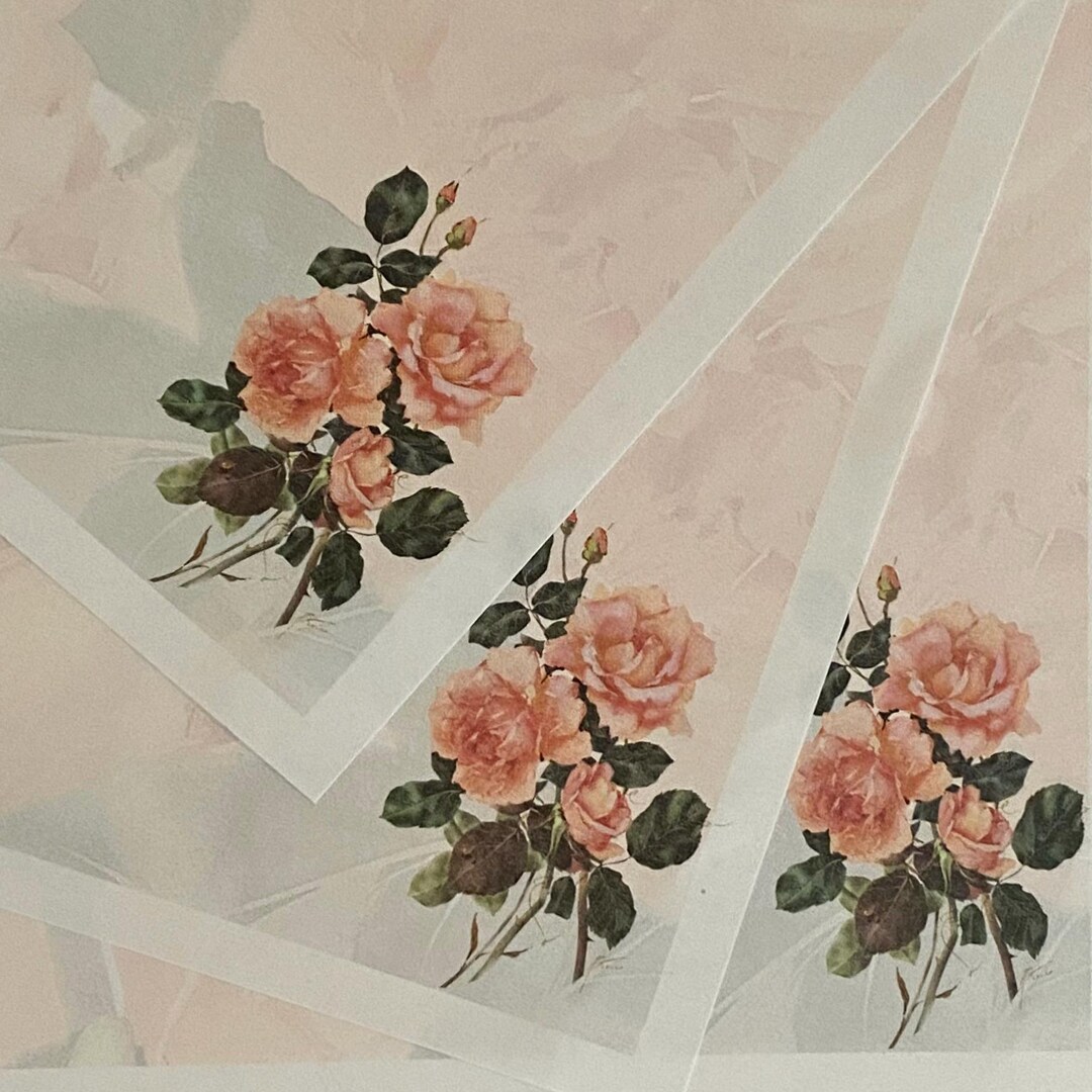 5 Sheets of Fancy Writing Paper, Watercolor Roses, Vintage Stationery ...