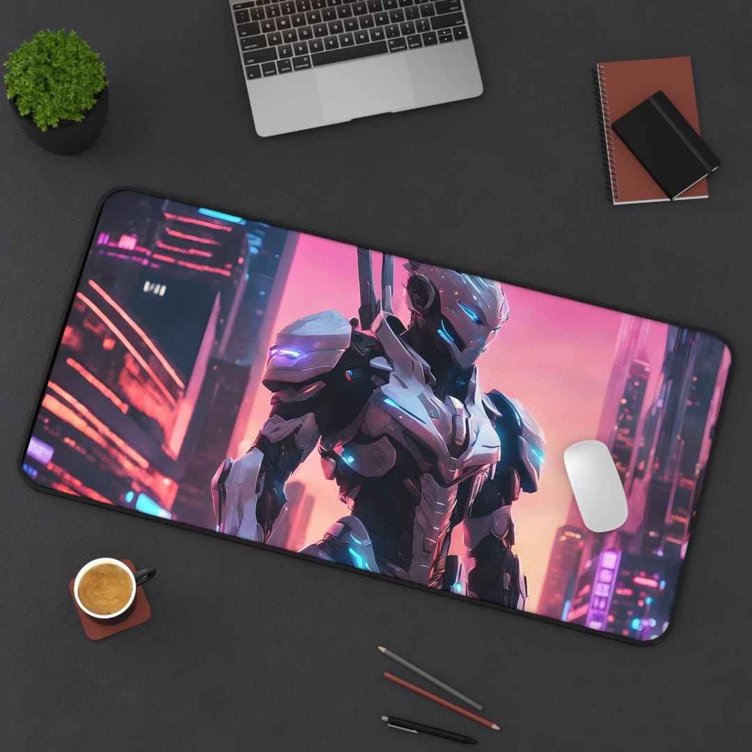 Neon Cyborg Gaming Mouse Pad, Futuristic Sci Fi Desk Mat for Gamers ...
