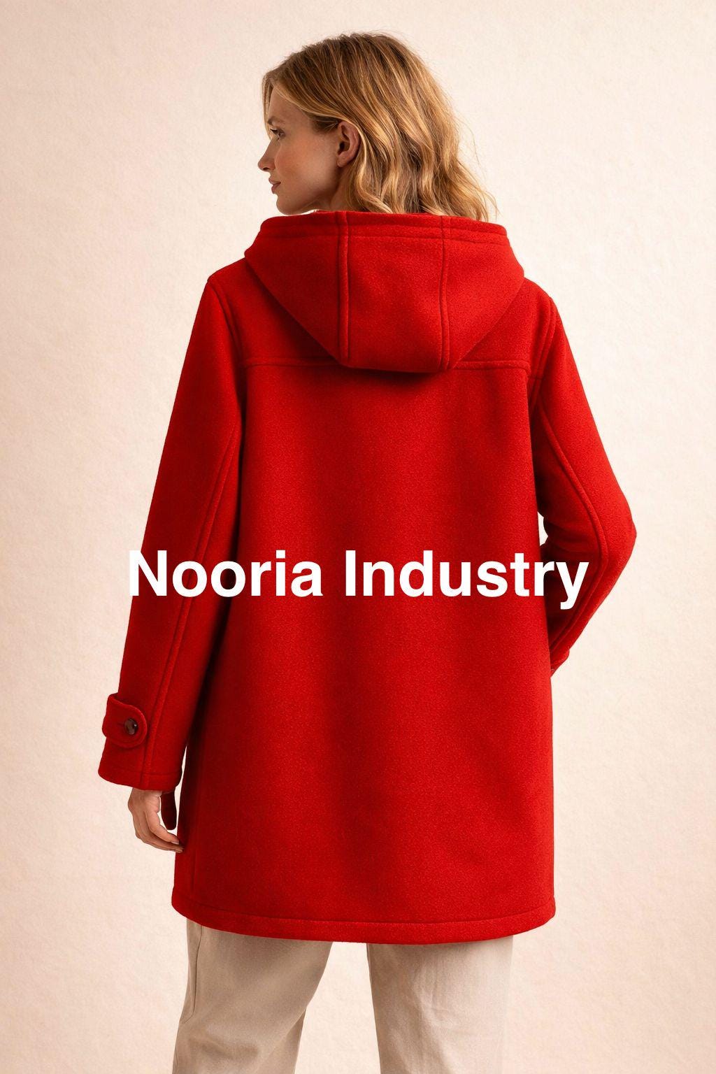 Red Duffle Coat With Hood & Wooden Toggles – Winter wool jacket - Etsy