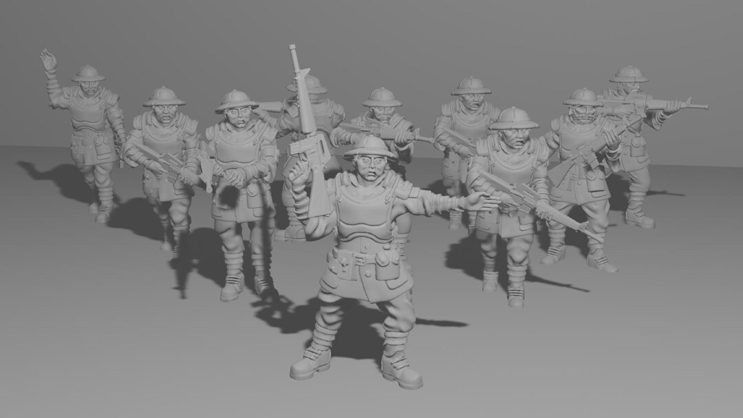 28mm Fallout Troops NCR Guard Miniatures Army Set | Post Apoc Tabletop ...
