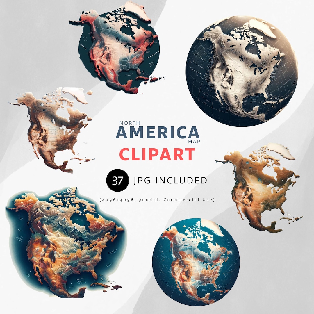 North America Clipart Bundle, USA, Canada, Globus, Highly Detailed ...