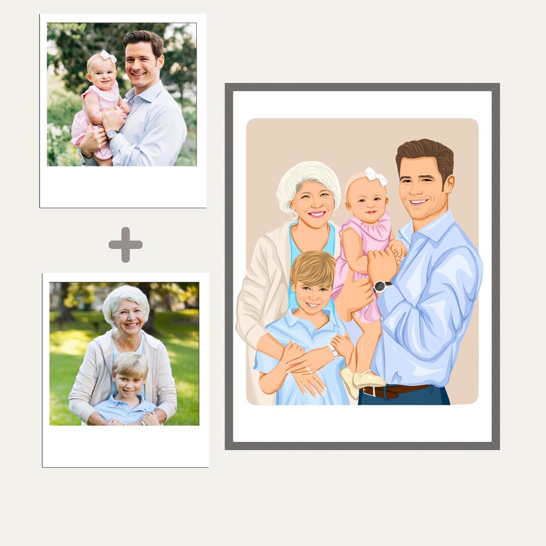 Merge Photos, Combine Family Portrait, Portrait Painting From Multi ...