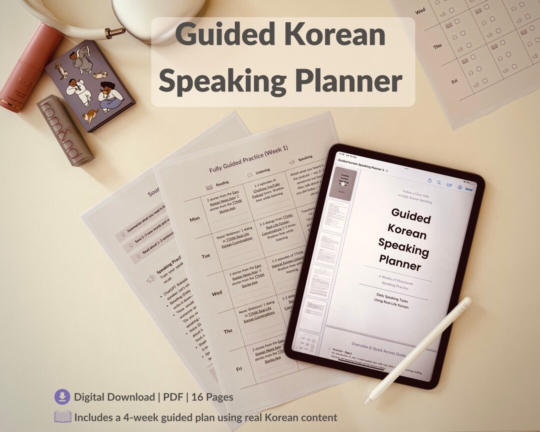 Guided Korean Speaking Planner PDF | Digital Download | Daily Korean ...