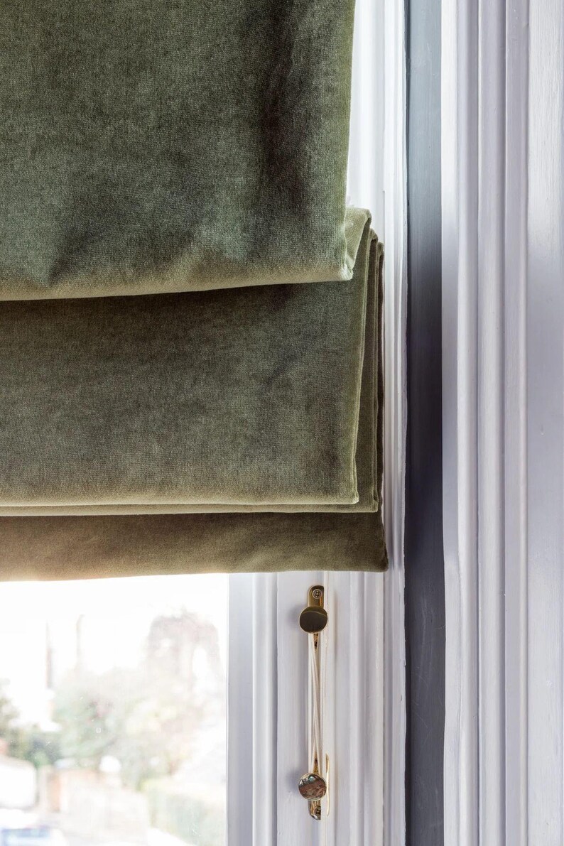 Blue Velvet Fabric Roman Shades, Velvet Roman Blinds, Bedroom Roman ...