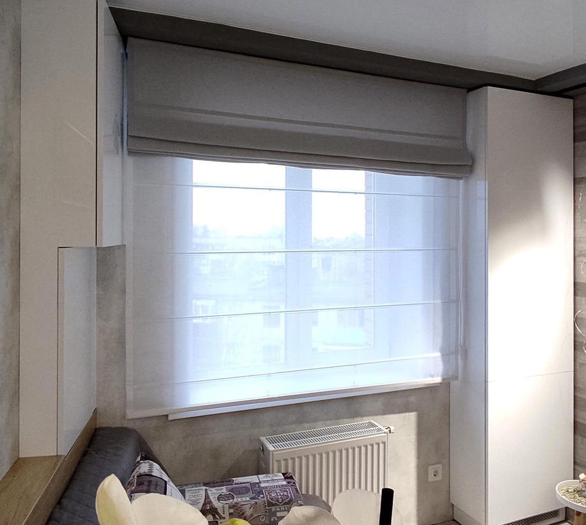 White Sheer Roman Blinds, See Through Roman Shades, Voile Window ...