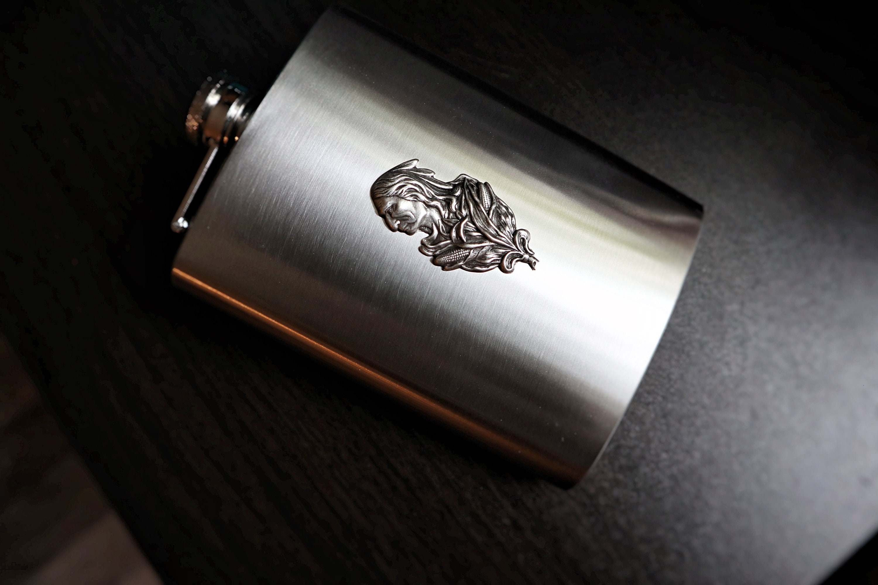 Native American Man Stainless Steel Brass Flask Holds 8 Oz | Etsy