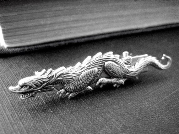 Mythological Fantasy Dragon Alligator Hair Clips in Ox Antique | Etsy