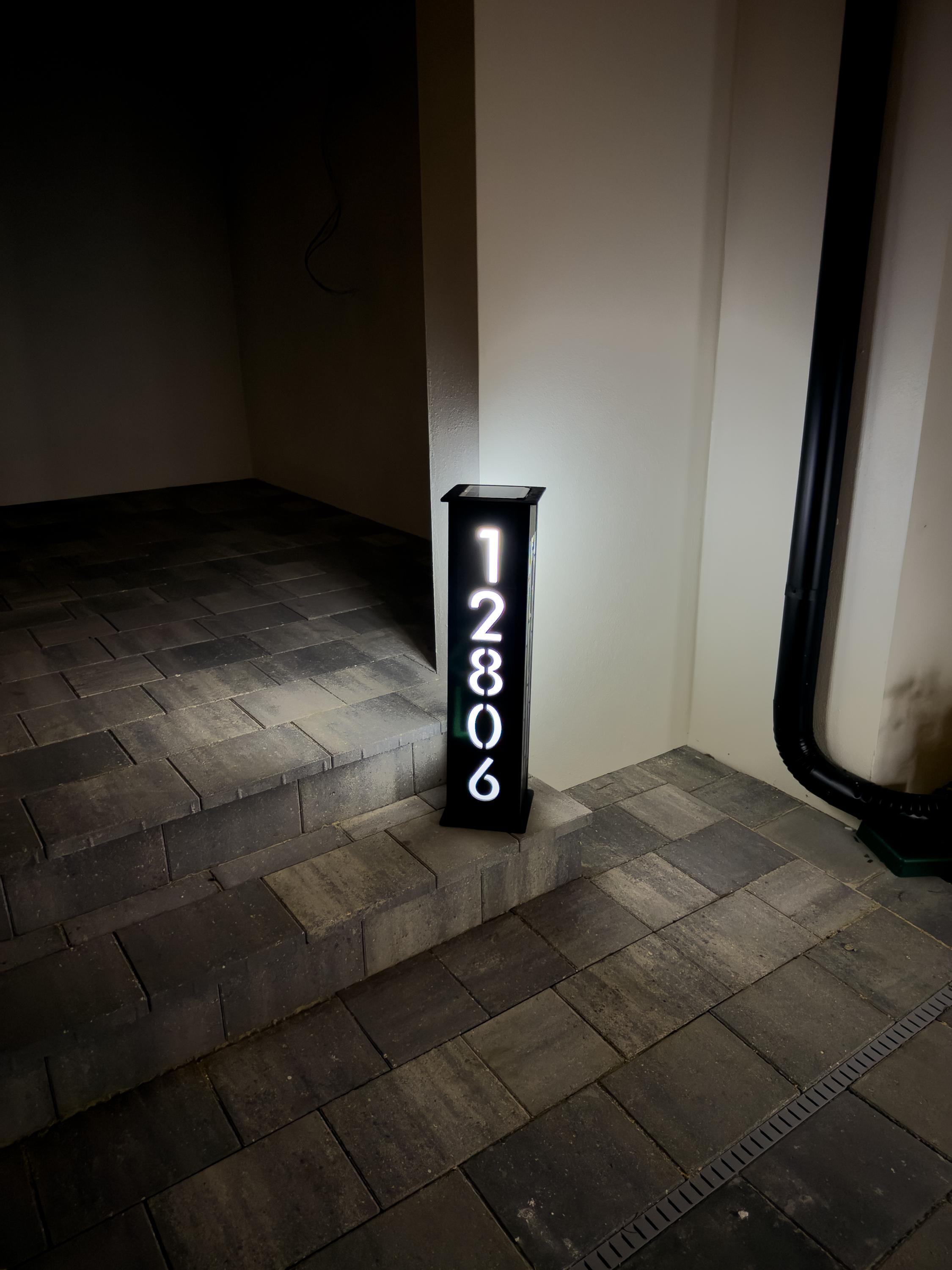 Solar Address Post: Modern House Number Sign in Bamboo Design - Etsy