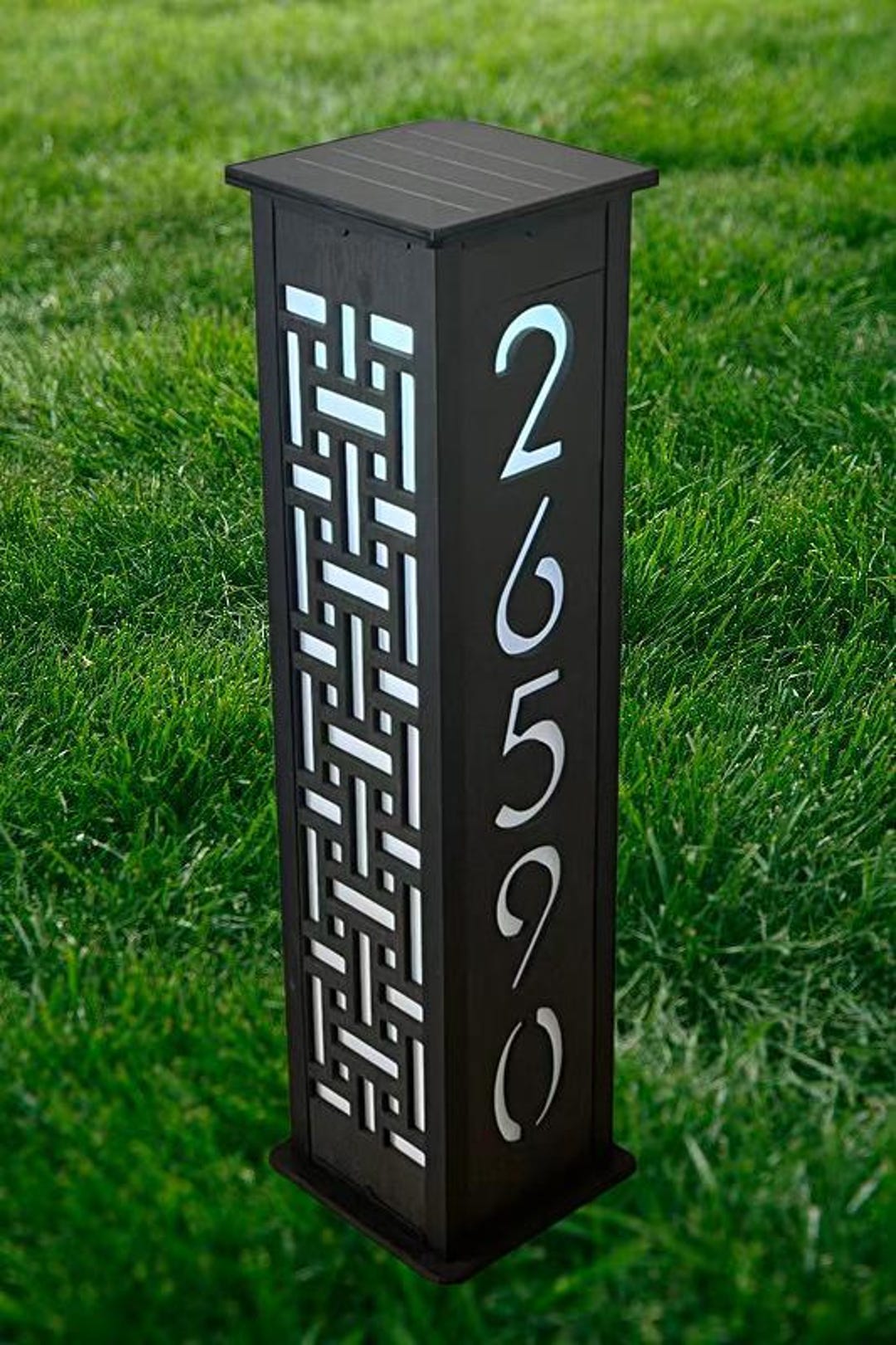 Solar Powered Address Sign: Modern Outdoor Number Post in Maze Design ...