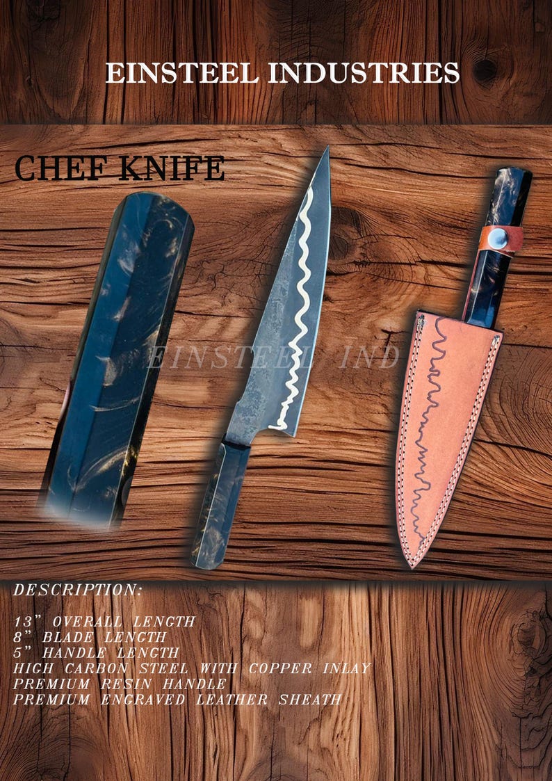 Hand Forged Cu-mai Chef Knife | Carbon Steel Kitchen Knife With Resin ...