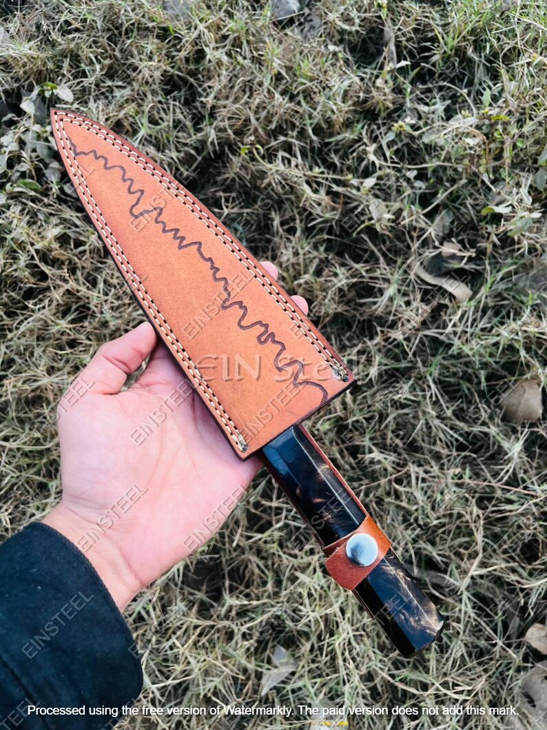 Hand Forged Cu-mai Chef Knife | Carbon Steel Kitchen Knife With Resin ...