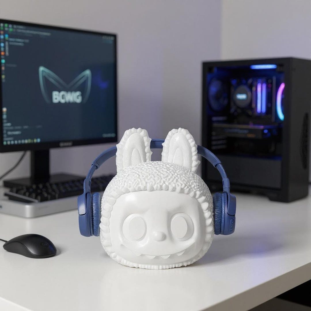 Labubu Headphone Holder | 3d Printed Headset Stand | Desk Room Decor ...