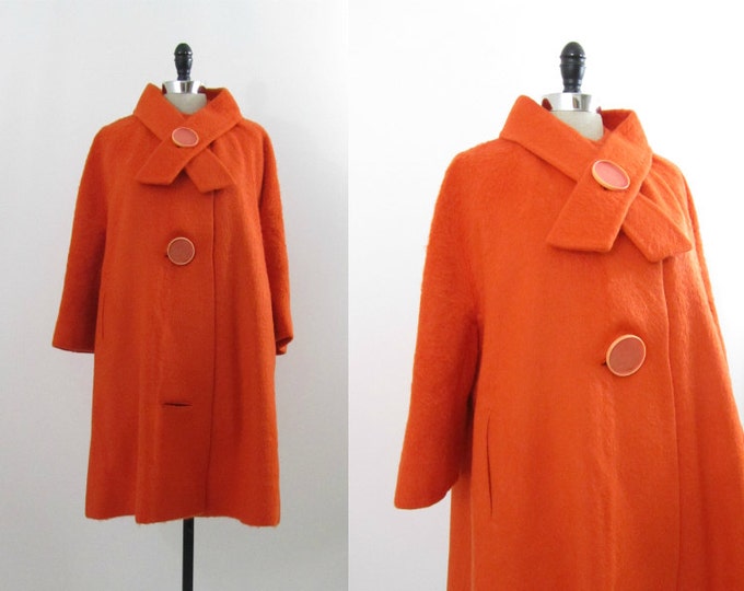 1960s MOD Swing Coat in Orange Mohair / Camel by Stroock - Etsy
