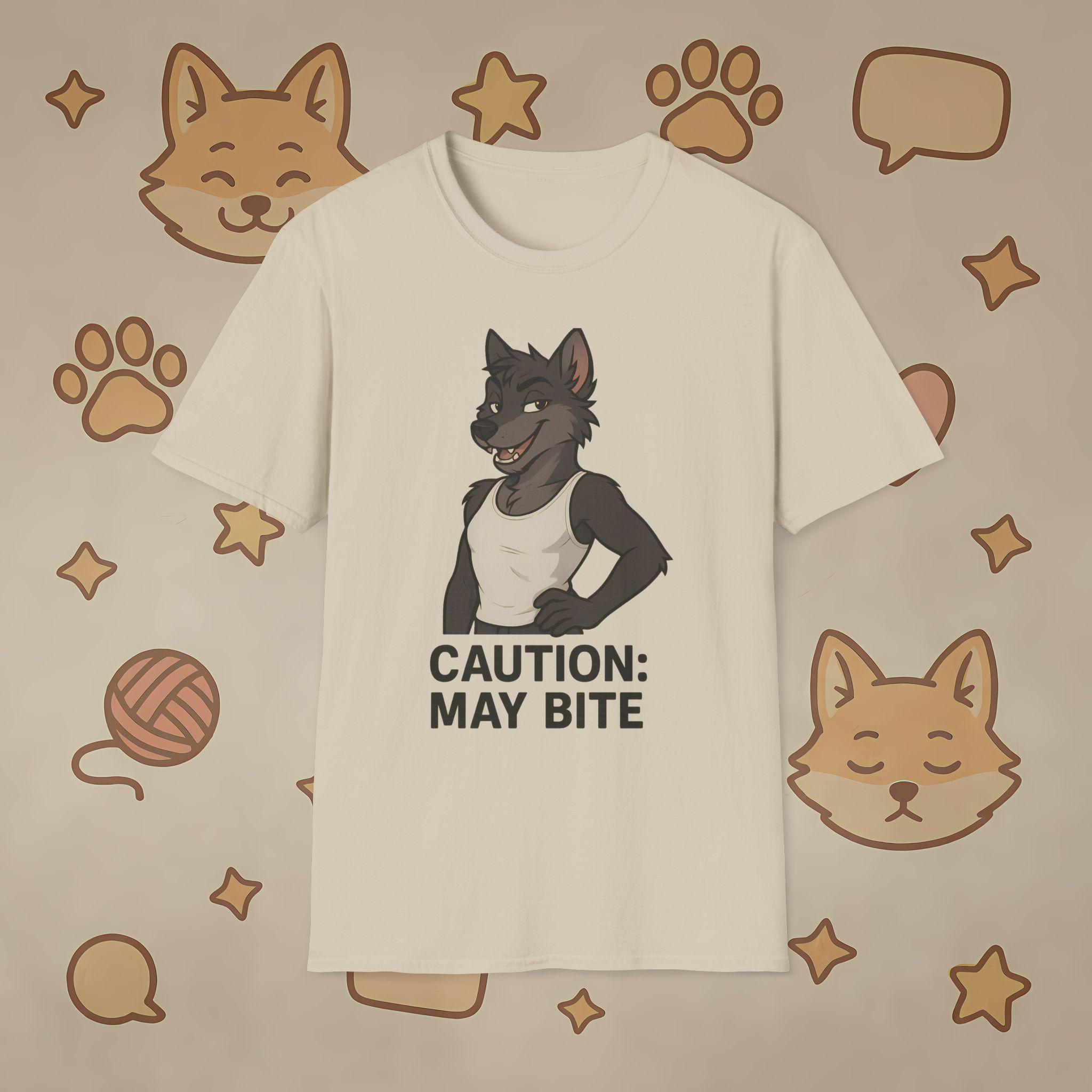 Wolf Furry T-shirt | Caution May Bite Shirt | Edgy Anthro Furry Tee ...