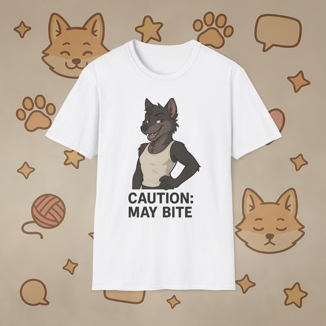 Wolf Furry T-shirt | Caution May Bite Shirt | Edgy Anthro Furry Tee ...