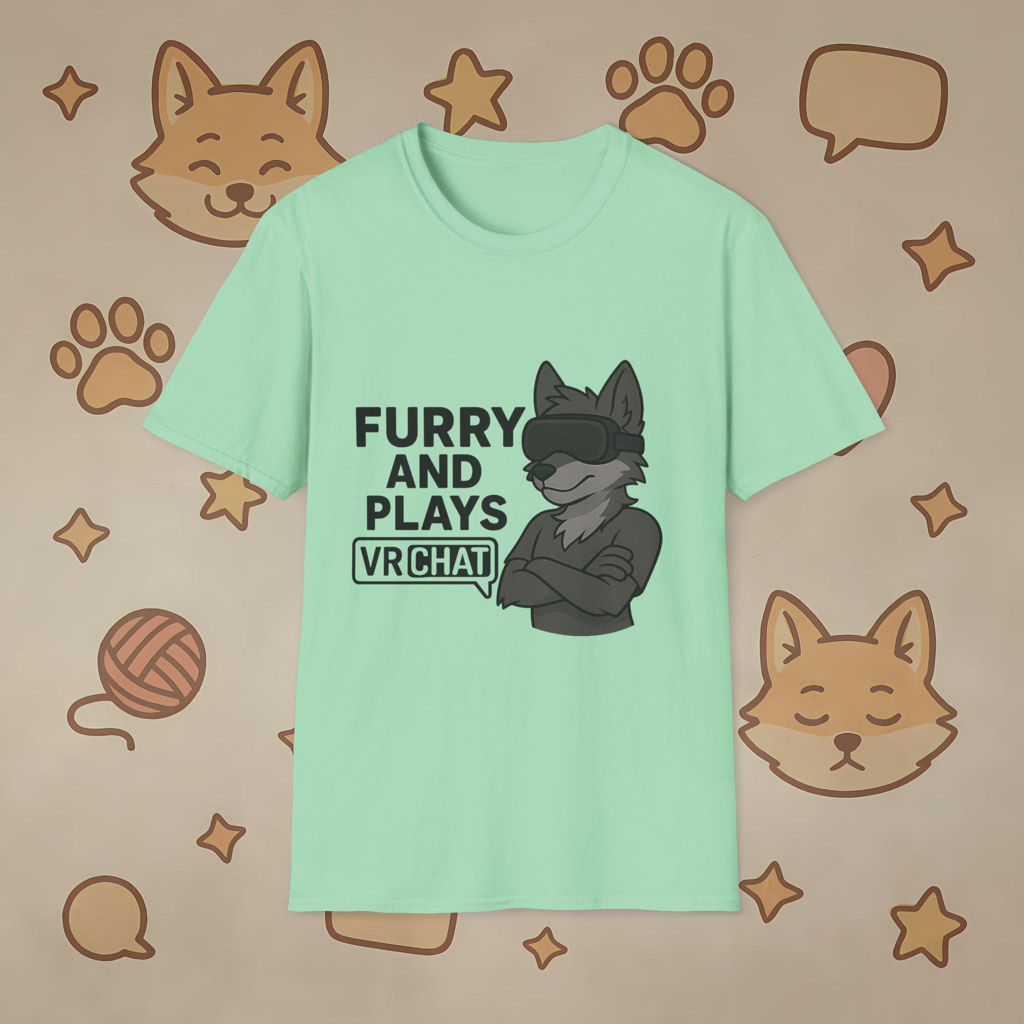 Furry Vrchat T-shirt | Cute Fursuit Art Tee | Kawaii Furry Merch | Soft ...