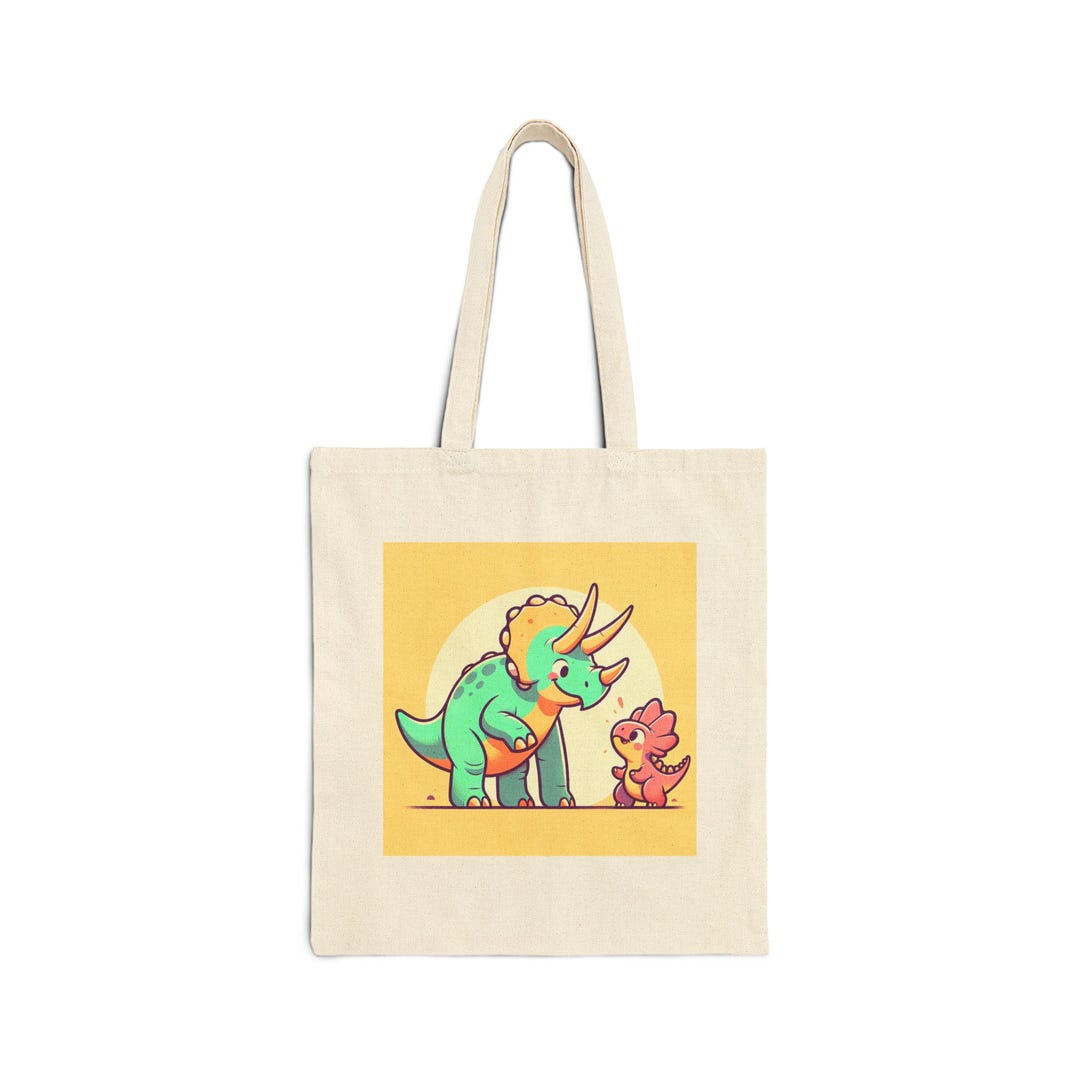 Cute Dinosaur Tote Bag, Triceratops Design, Eco-friendly Shopping Bag ...
