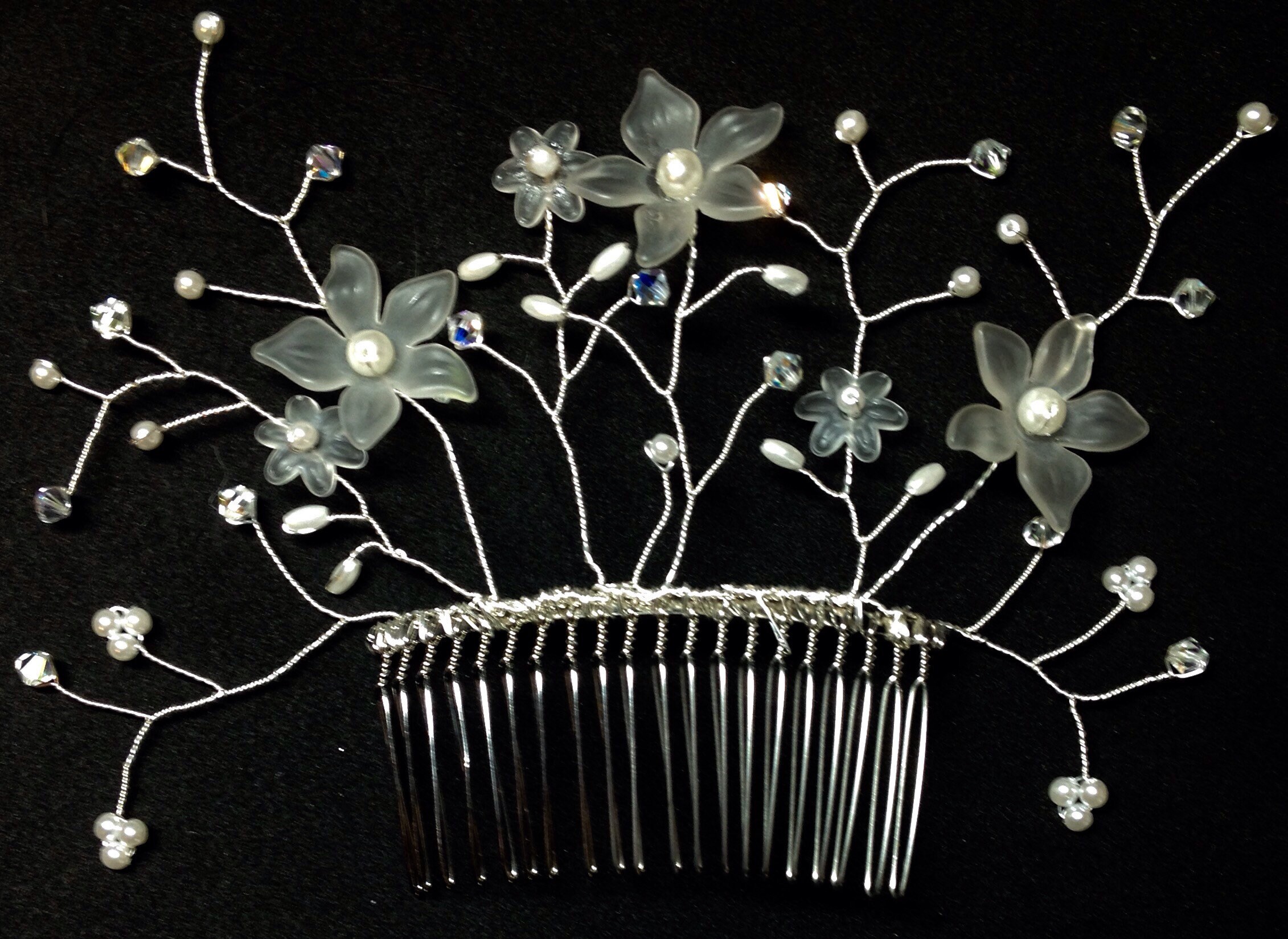 Bridal Hair Comb Hair Comb Adjustable Sprigs Pearl Floral | Etsy