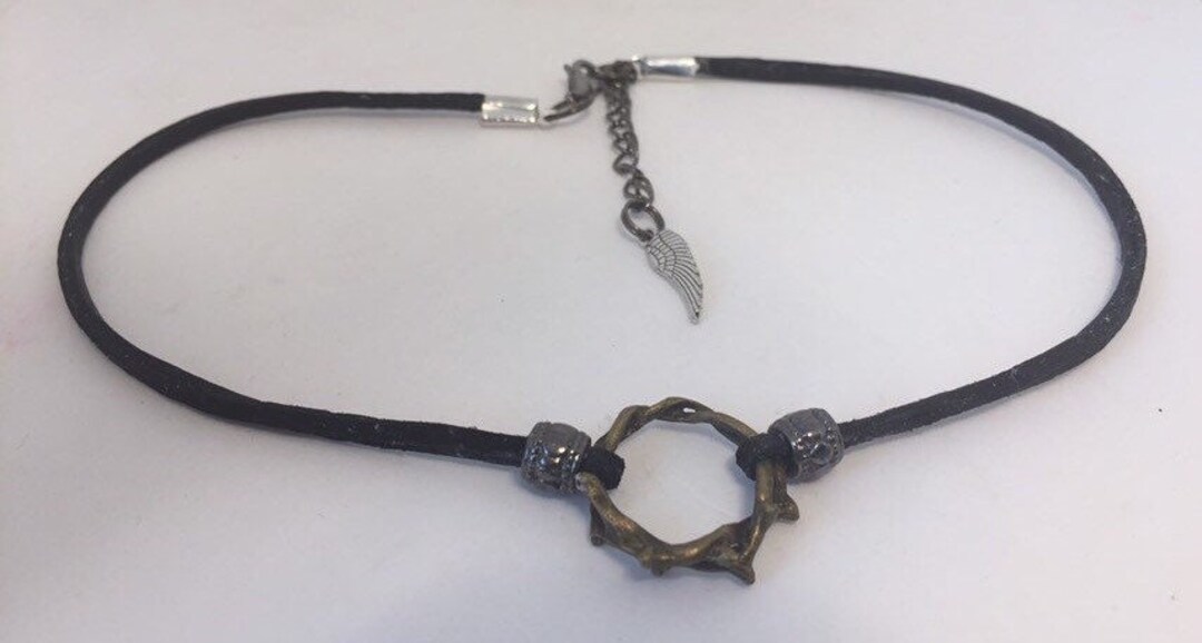 CROWN of THORNS Choker Black Suede Leather Choker-twig - Etsy