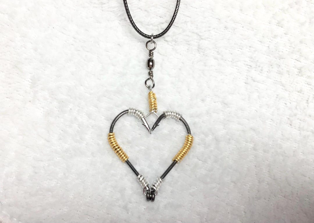 Handmade Fish Hook Heart Necklace: Wire Wrapped Pendant - Etsy