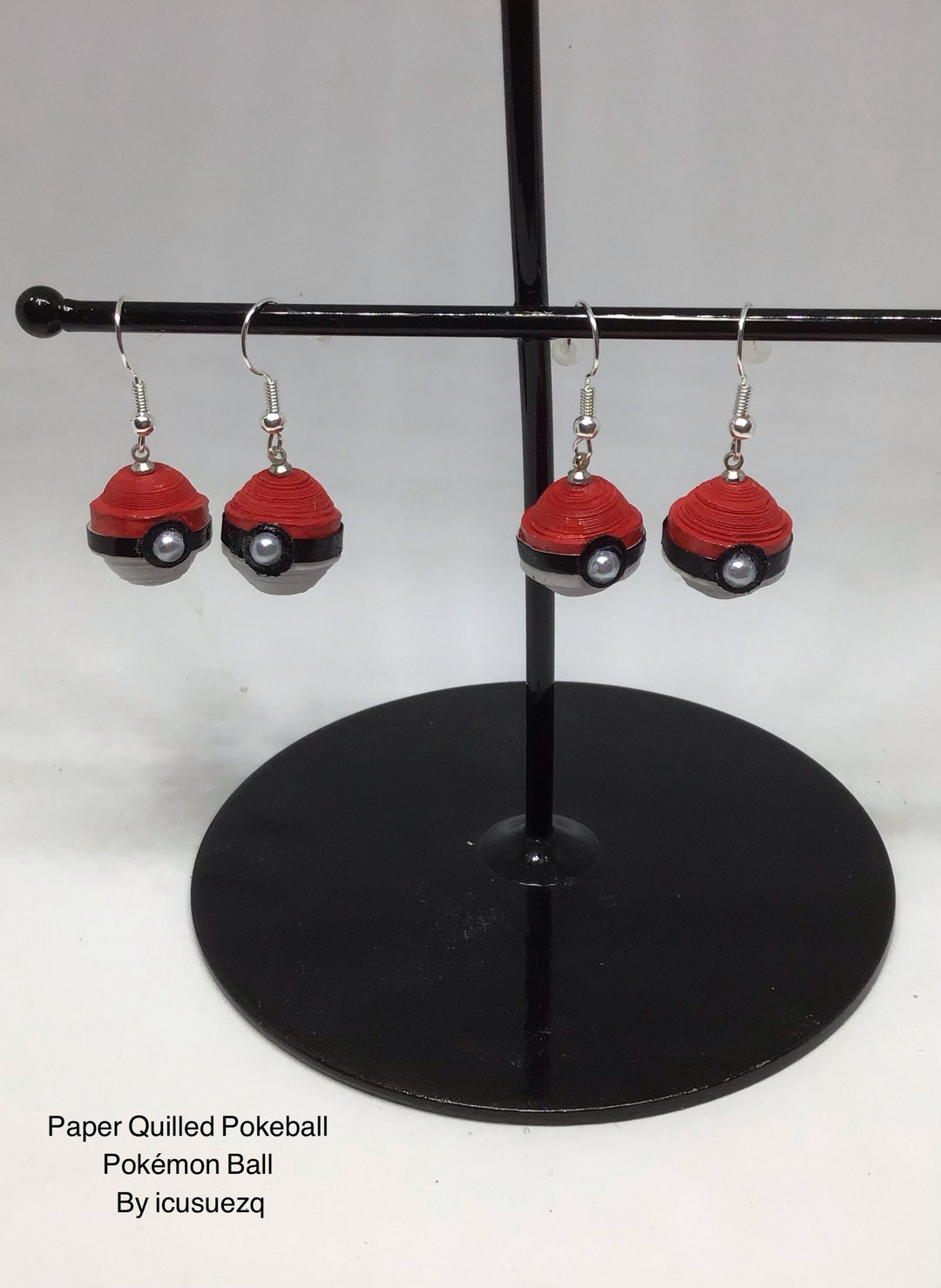 Handmade Pokeball Pokémon Ball Earrings Paper Quilled Pokémon Handmade ...
