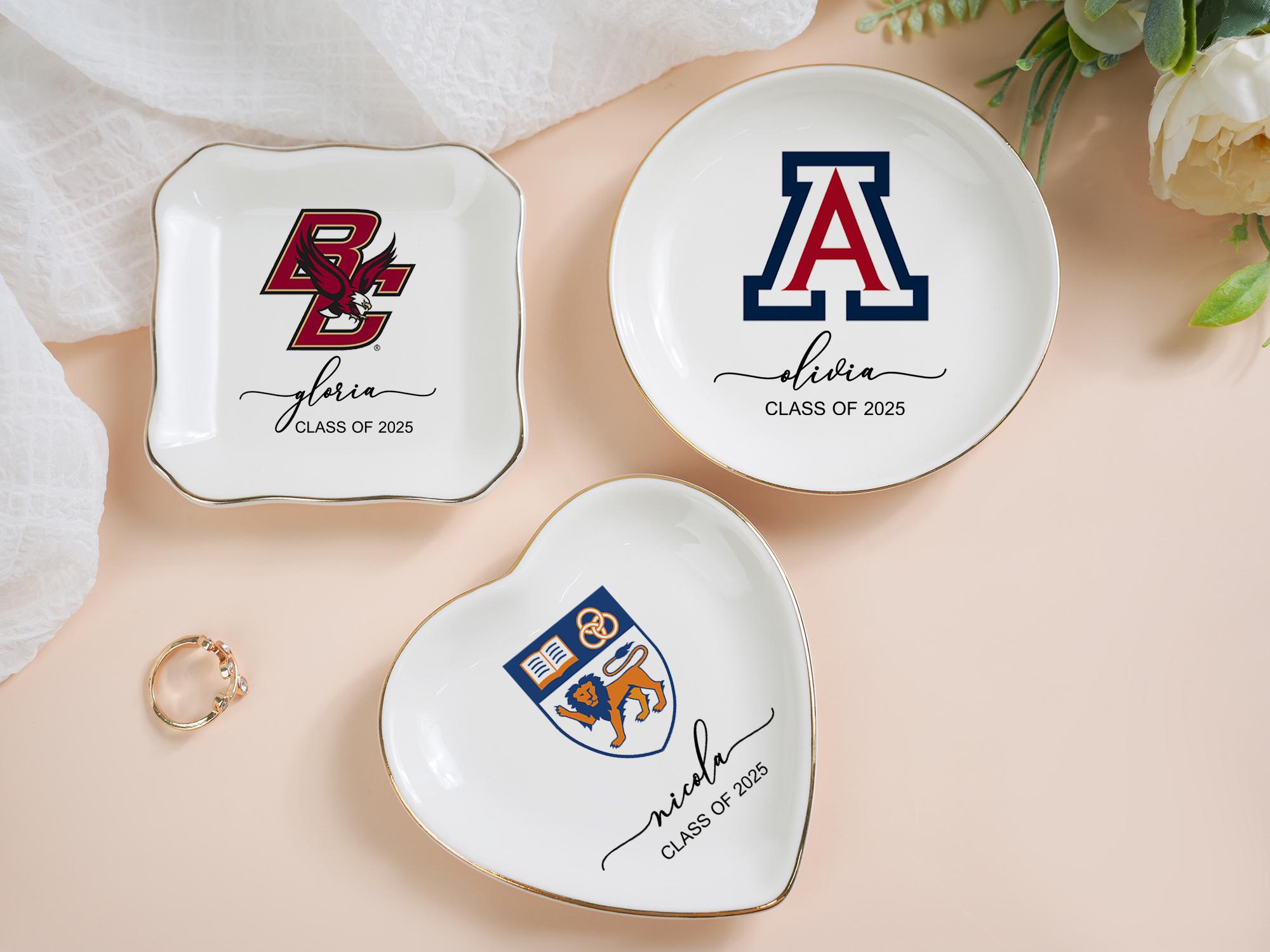 Personalized University Logo Trinket Ring Dish, Custom Graduation Gift ...