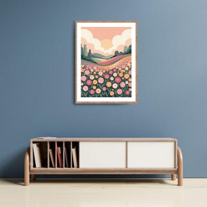 Boho Flower Field Digital Art Vibrant Wildflower Meadow Print With ...